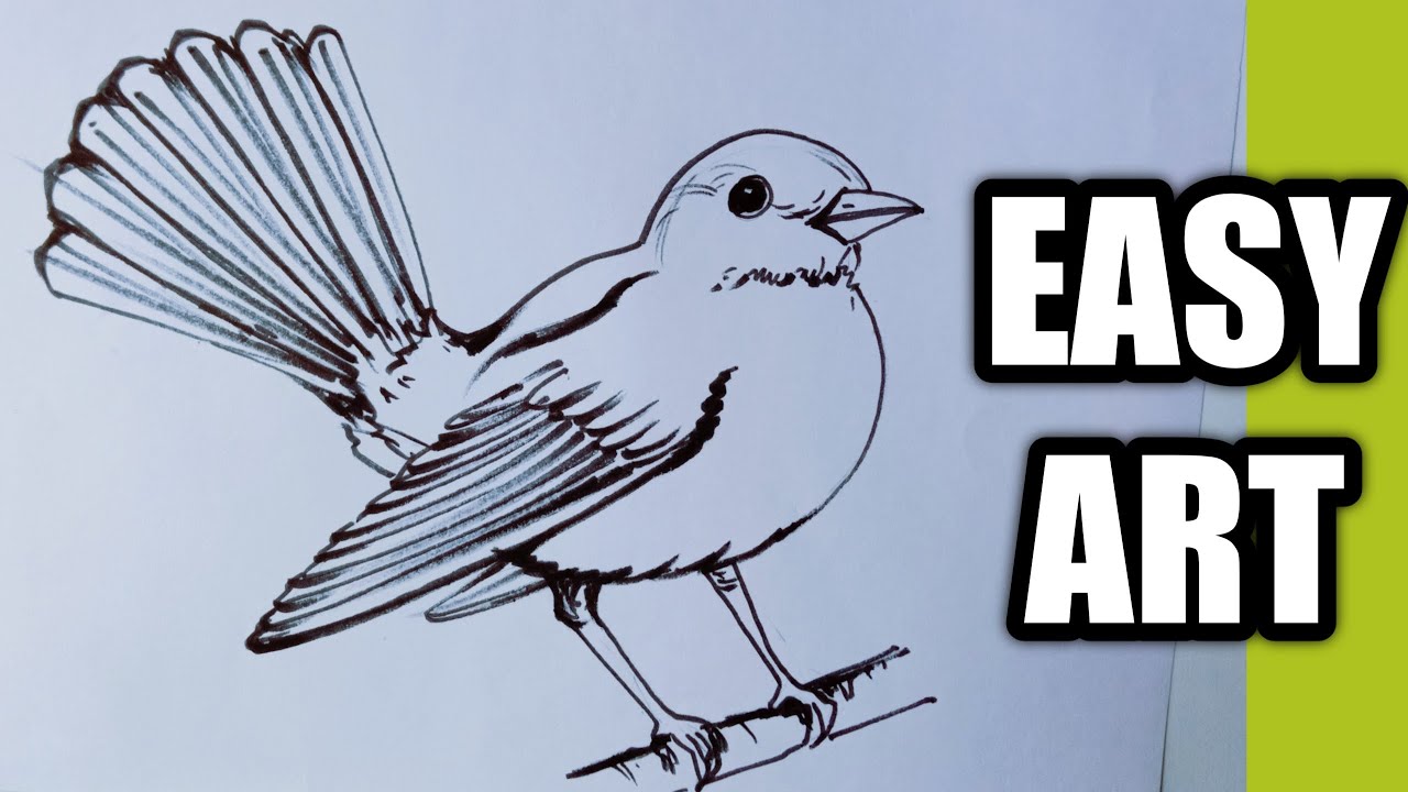 How to Draw sparrow / simple art / குருவி ஓவியம் - YouTube