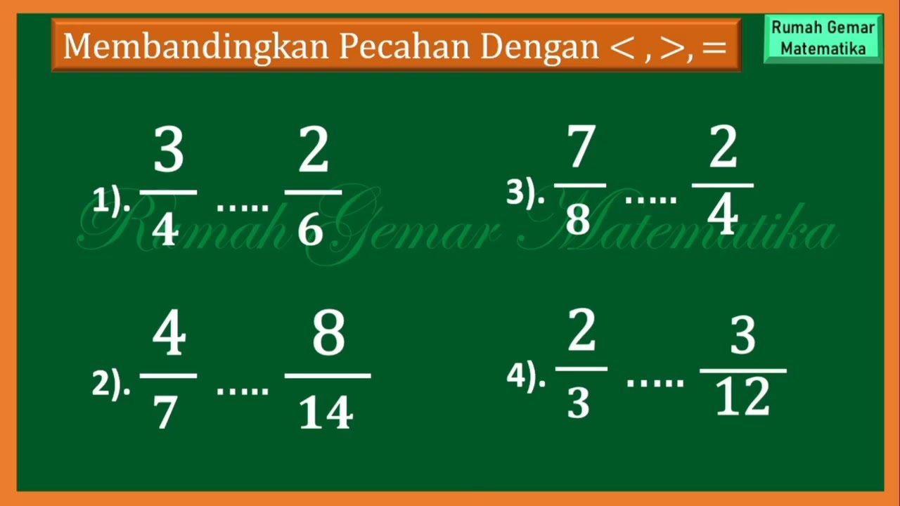 CARA MEMBANDINGKAN PECAHAN #membandingkanpecahan - YouTube