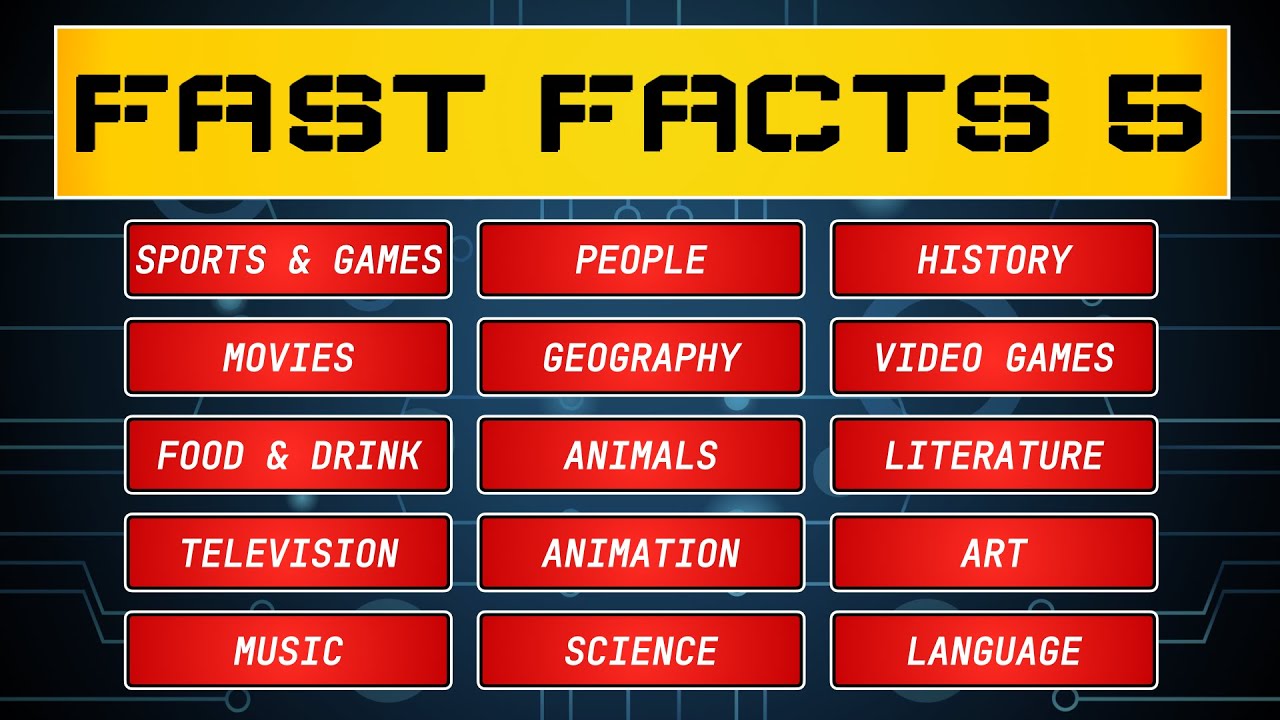 Fast Facts 5 | 15 topics | 5 Seconds to answer. Think Fast! - YouTube