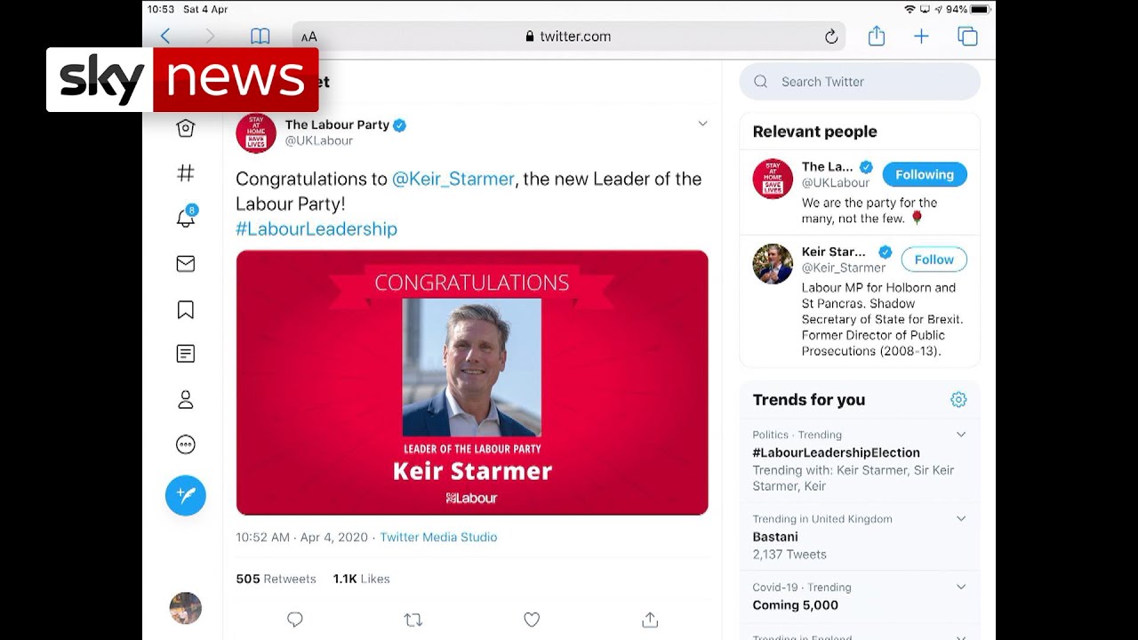 Sir Keir Starmer announced as new Labour leader - YouTube