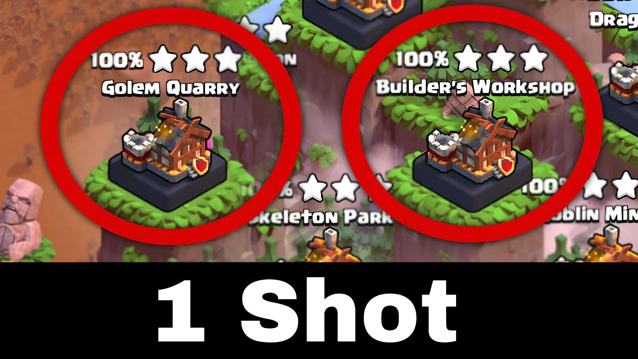 One Shot Builder Workshop & Golem Quarry In Clan Capital - YouTube