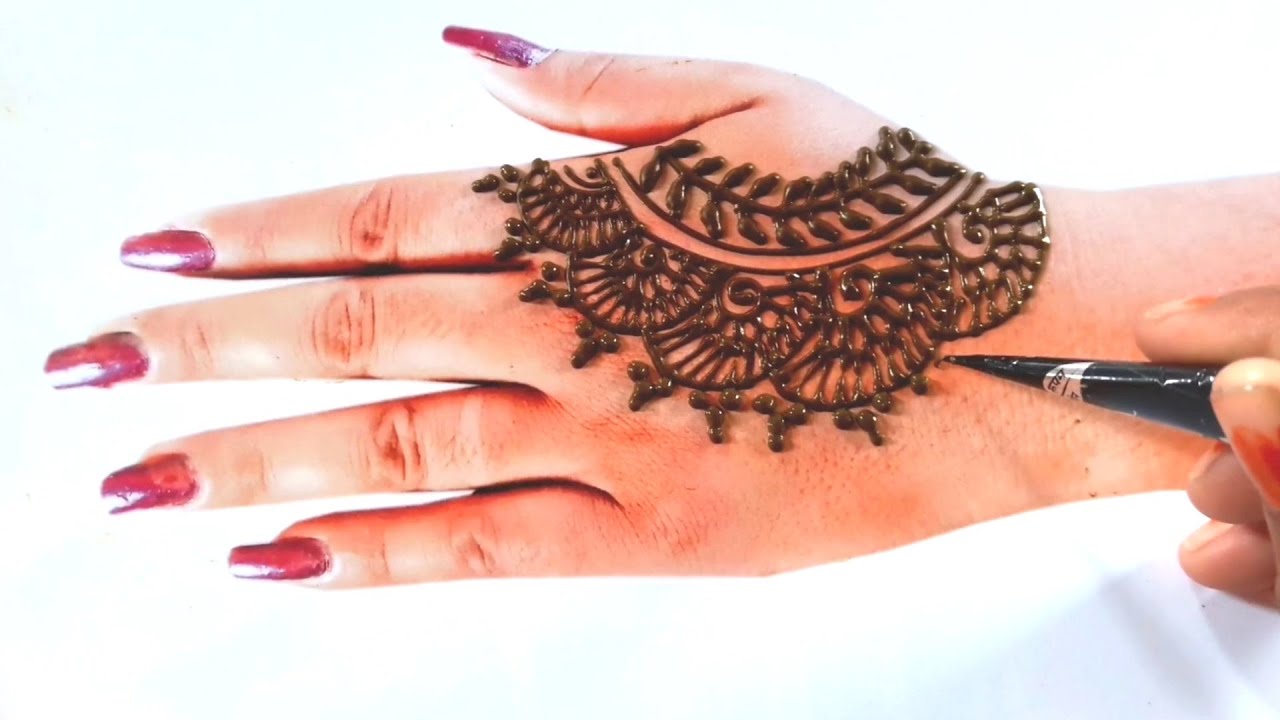 Back Hand - मेहंदी डिजाइन - Simple Mehndi Design 2020 - YouTube