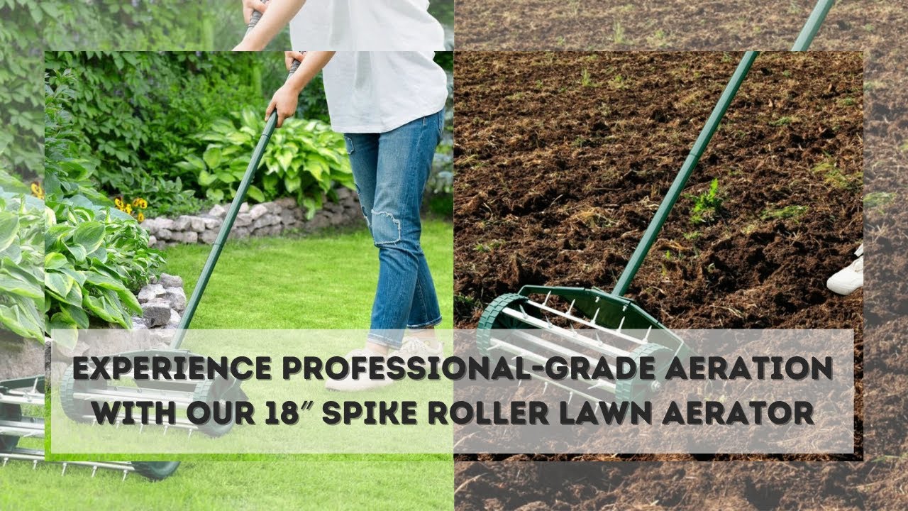 18″ Spike Roller Lawn Aerator - Portable Rolling Grass Steel Spike ...