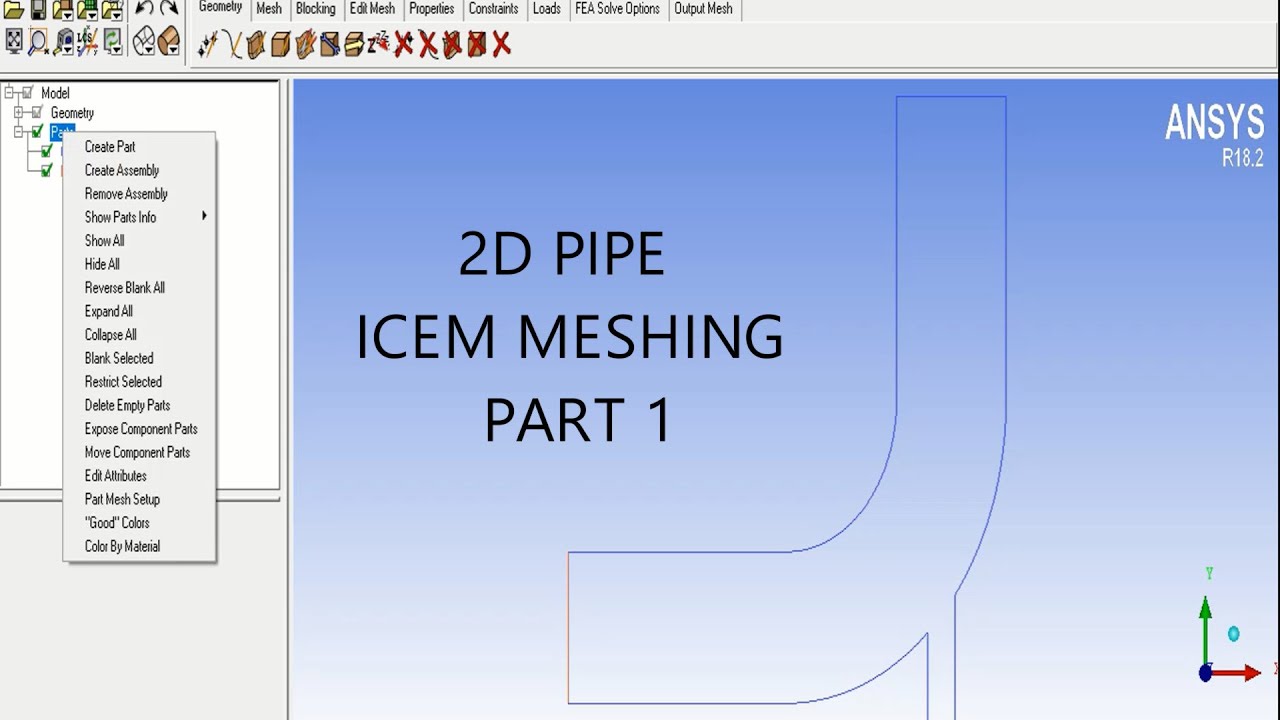 2D PIPE ICEM MESHING IN ANSYS 18.2 PART 1 - YouTube