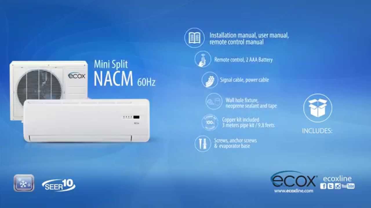 ecox Mini Split, Model: NACM, SEER 10, 60Hz - YouTube