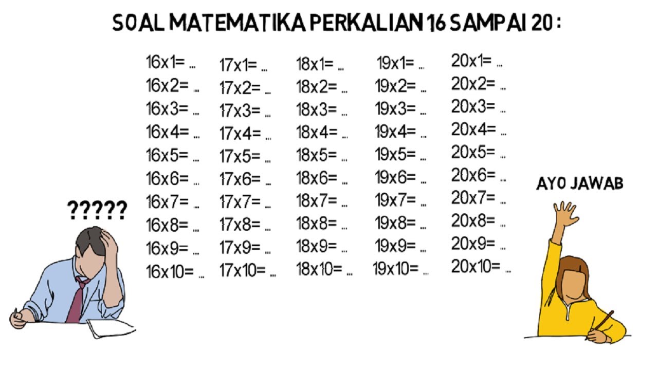 Mari Belajar Berhitung Dengan Mudah | Perkalian 16 sampai 20 - YouTube