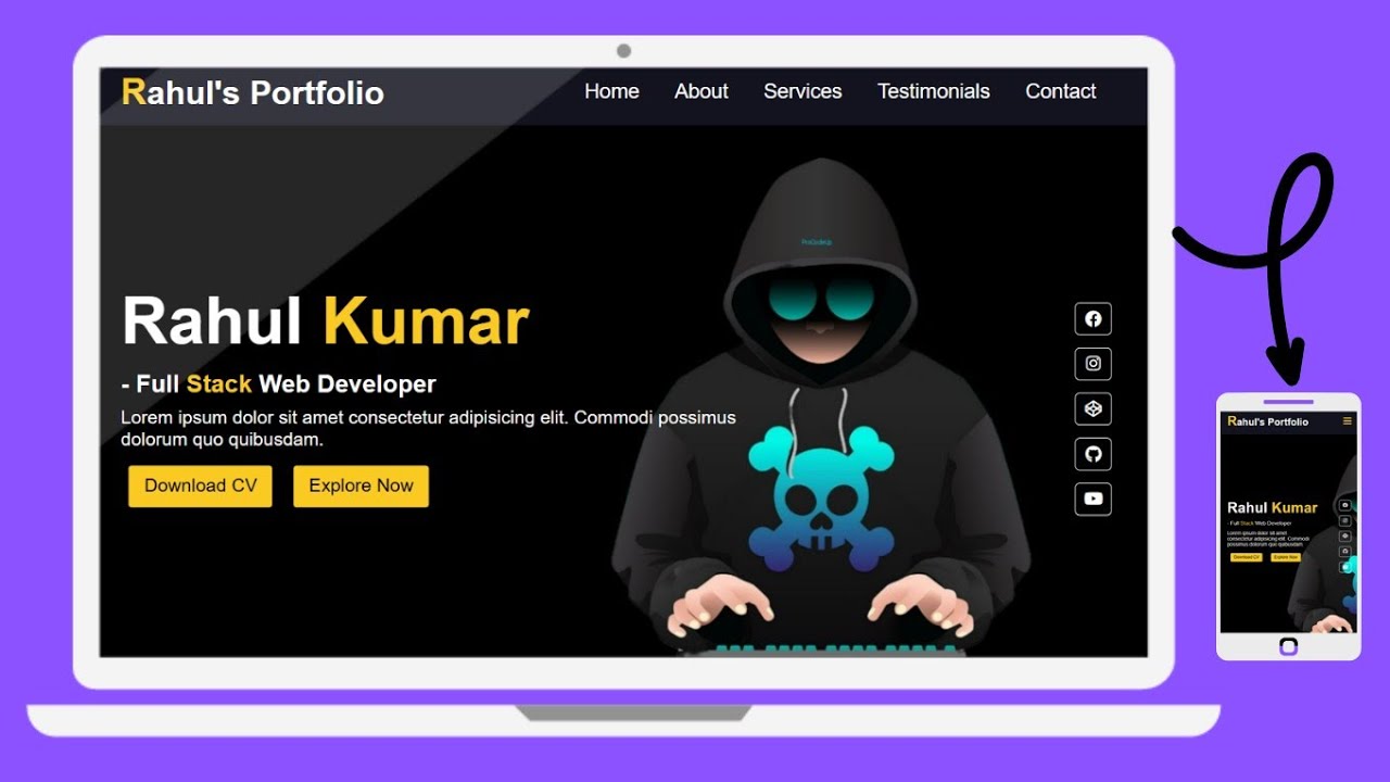 Personal Portfolio Website Using Pure Html Css And Javascript 2897
