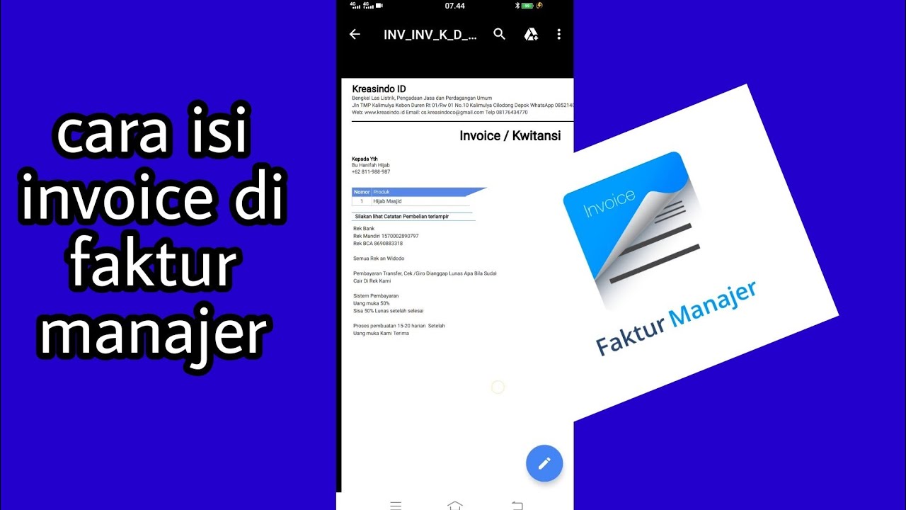 cara isi invoice di aplikasi faktur manajer - YouTube