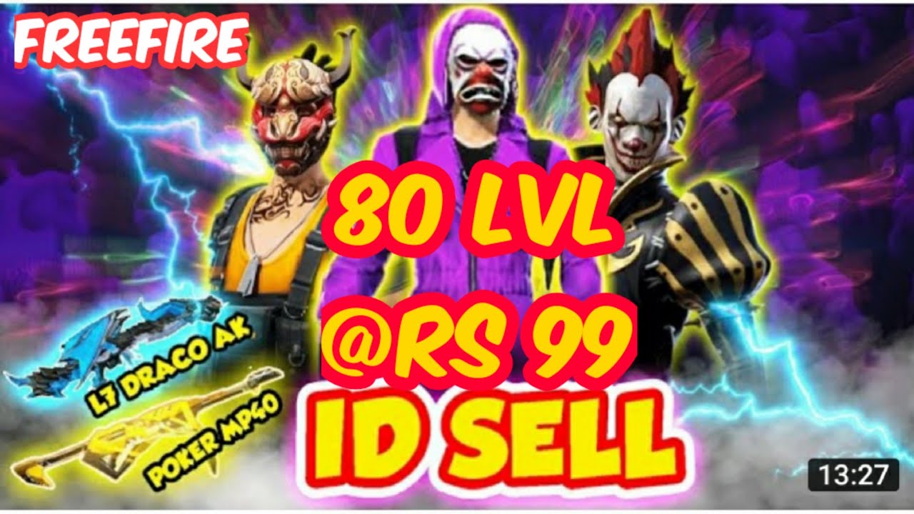 Free Fire 80 level Id @Rs99 Comment me Hurry up - YouTube