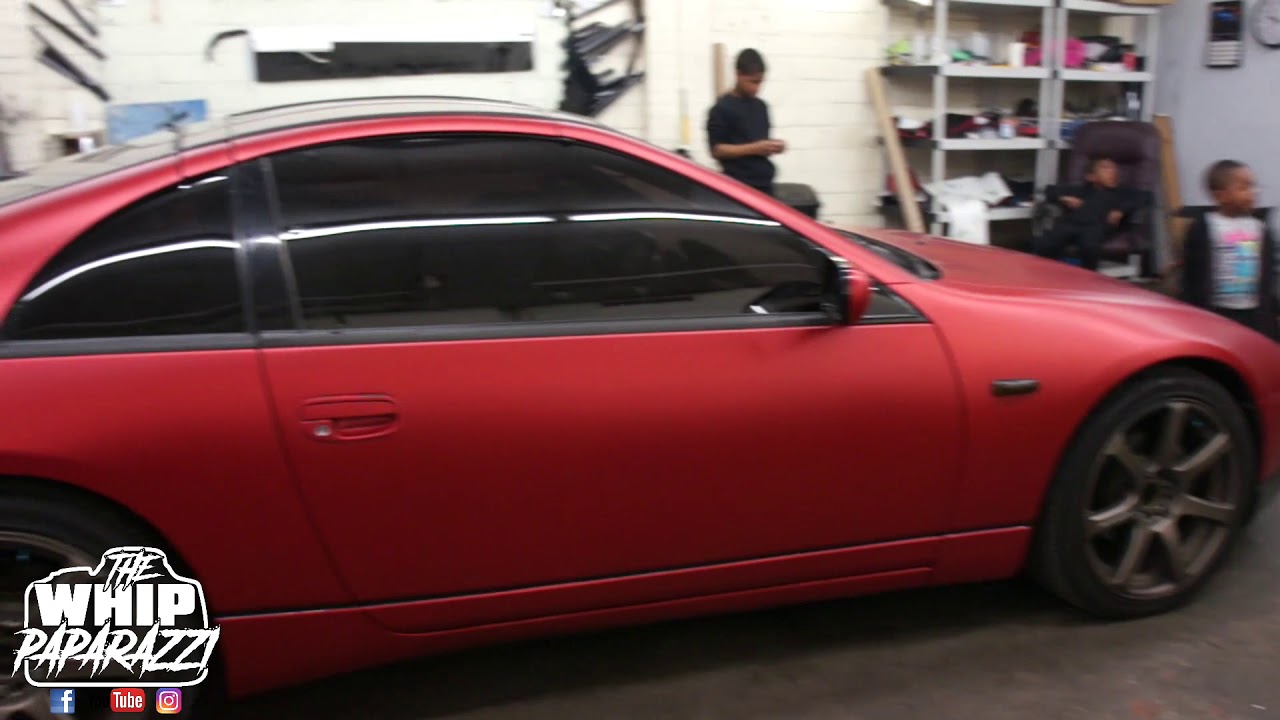 Wrapped Iced Red Aluminum Nissan 300ZX Before and After - YouTube