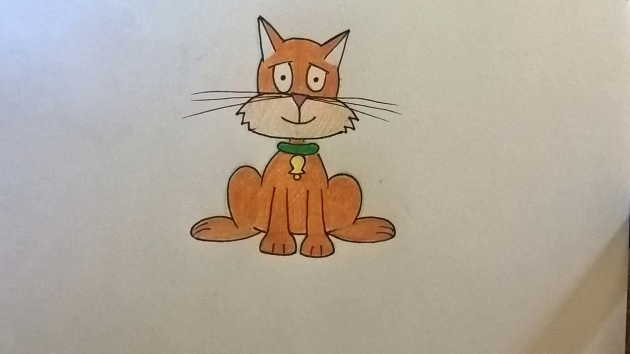 Step by step cartoon cat - YouTube