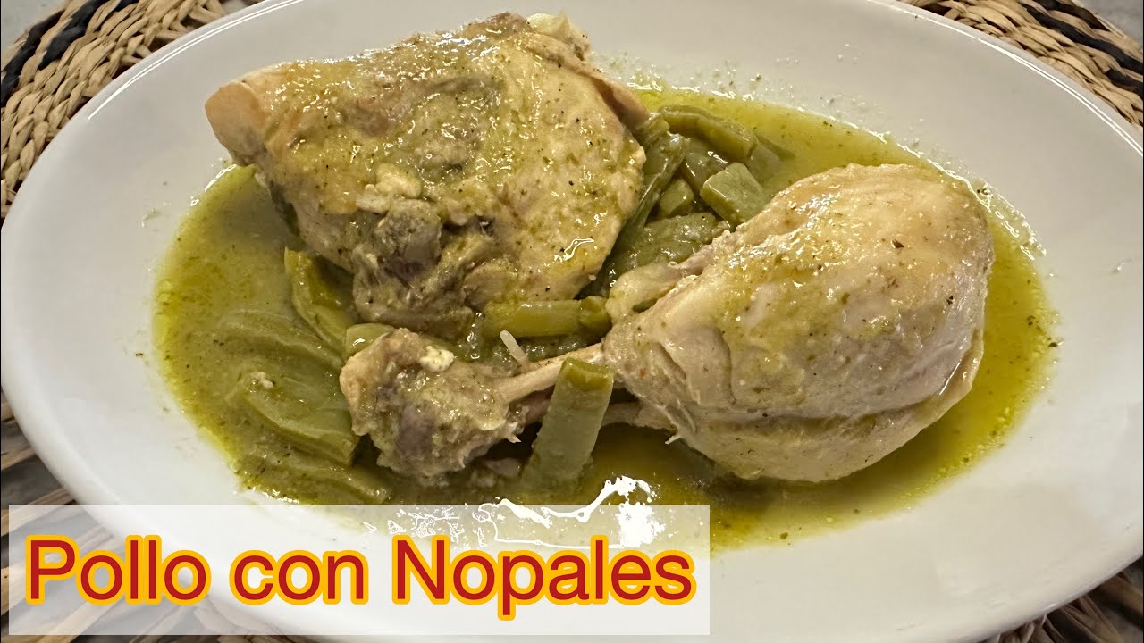 POLLO en SALSA Verde con NOPALES. // Receta con POLLO - YouTube
