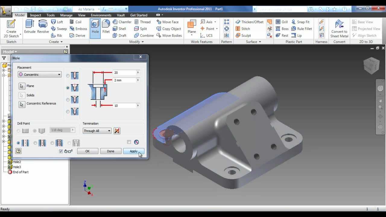 Autodesk Inventor - Desenhando Mancal - YouTube