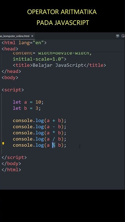 Belajar JavaScript dari Nol: Operator Aritmatika untuk Pemula #coding # ...