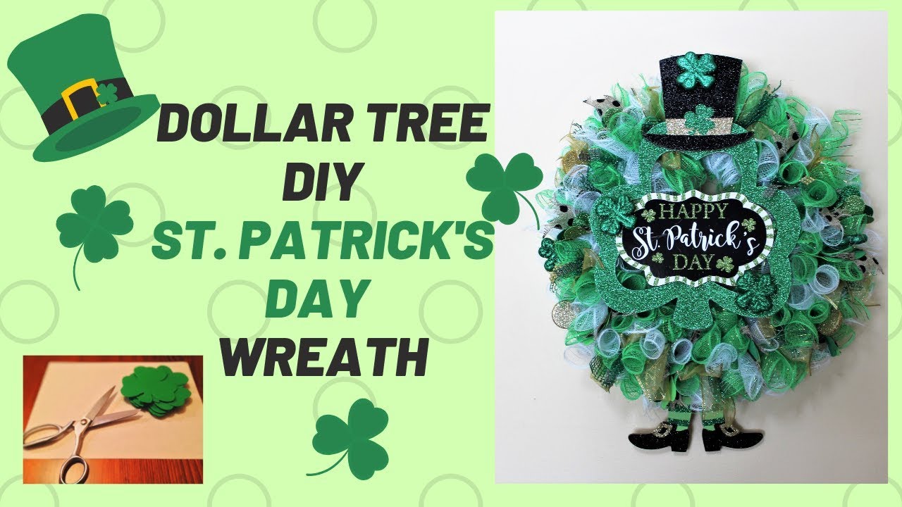 DIY EASY DOLLAR TREE HAPPY ST. PATRICK'S DAY LEPRECHAUN MESH WREATH ...