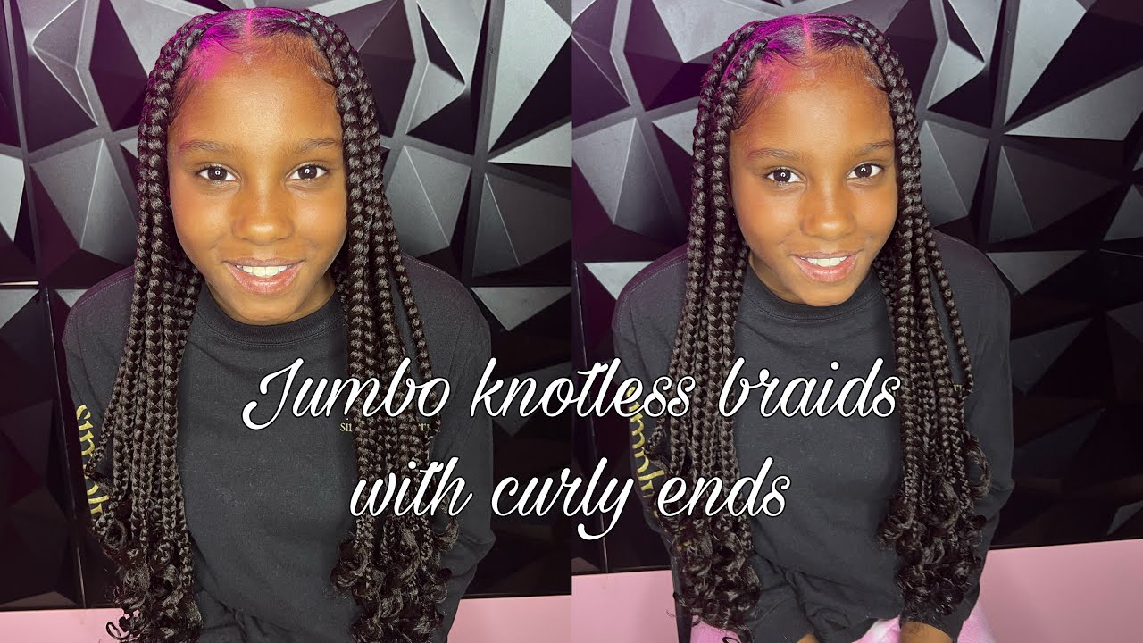 VERY DETAILED: STEP BY STEP JUMBO KNOTLESS BRAIDS WITH CURLY ENDS - YouTube