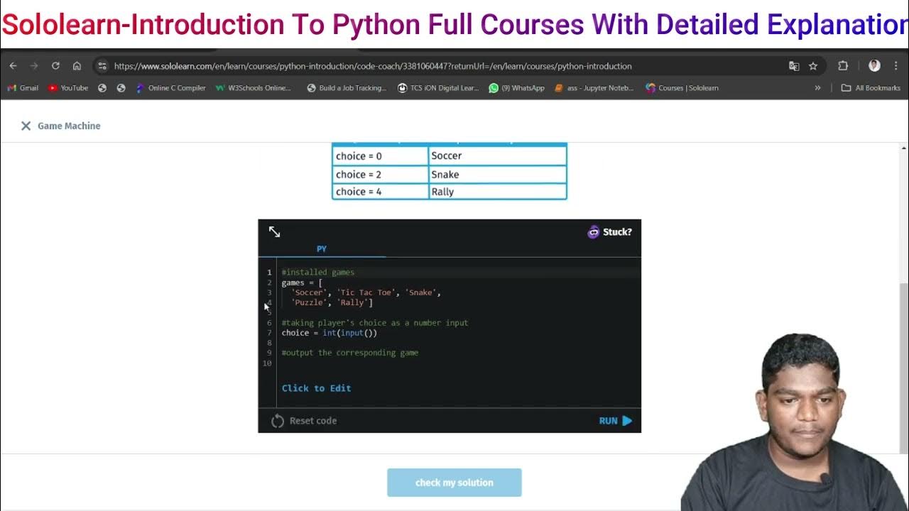 15 Game Machine_Sololearn Introduction To Python Courses Practices Problem. - YouTube