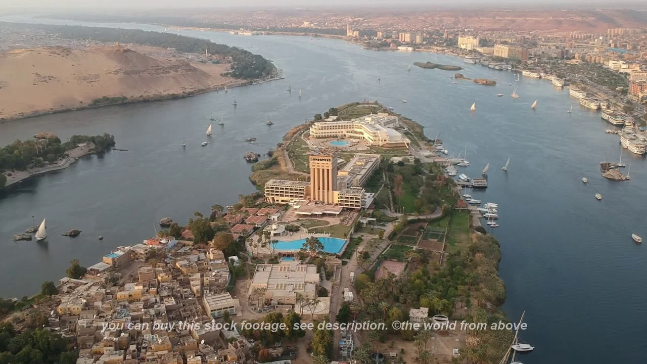 Drone footage of Aswan (Egypt), Elephantine island and river Nile - YouTube