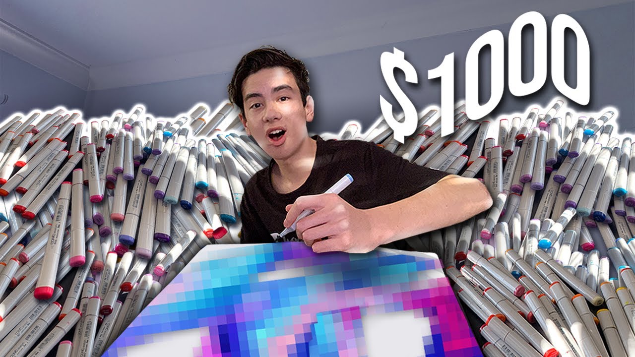 I Made A Huge Artwork With $1000 Worth Of Markers - YouTube