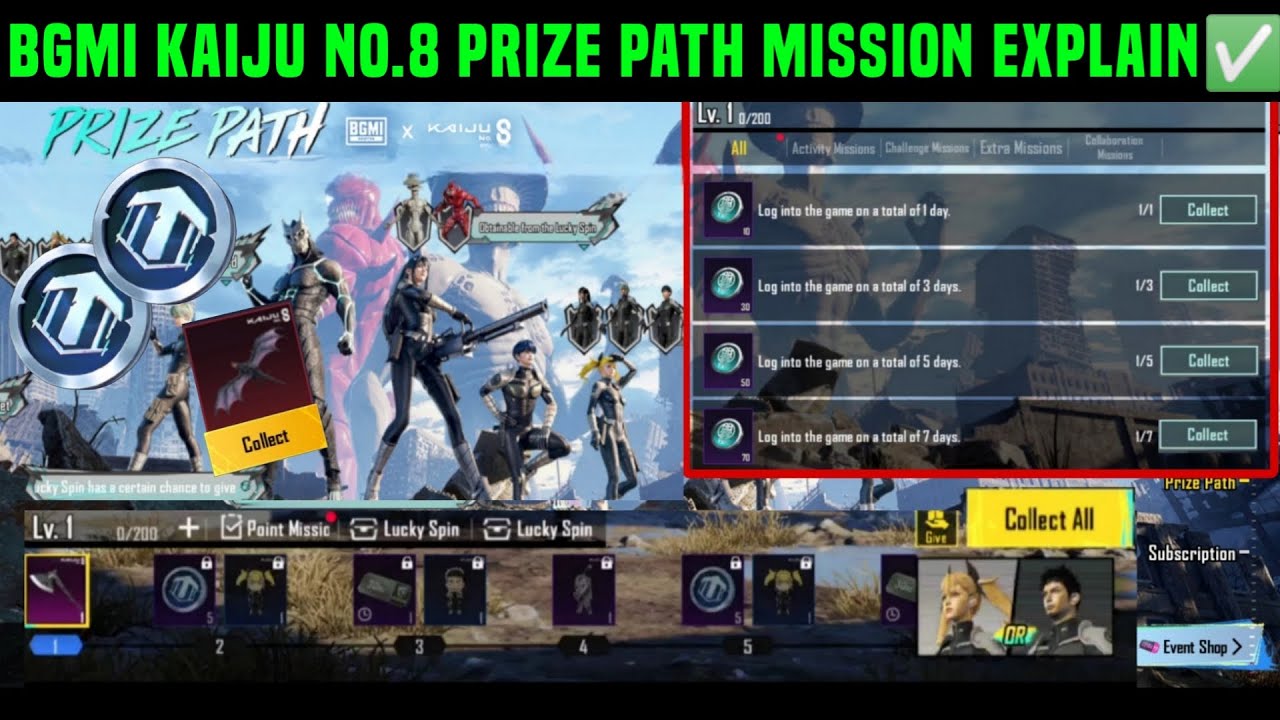 BGMI KAIJU NO 8 PRIZE PATH EVENT MISSION🔴 PRIZE PATH MISSION KAISE ...