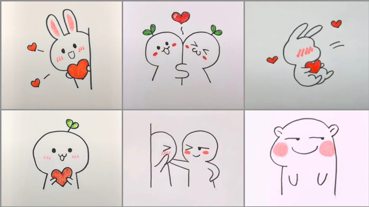 Sticker drawing | How to draw cute stickers - YouTube