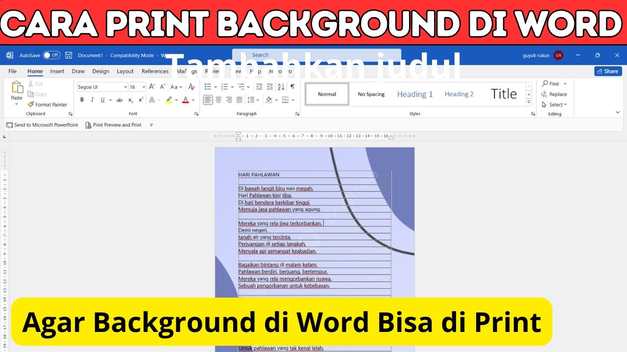Cara Agar Background di Word Bisa di Print - YouTube