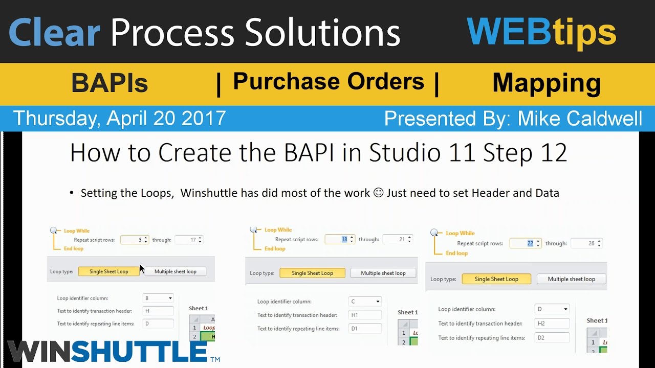 Winshuttle Tutorial And Webtips Got Bapis Winshuttle Direct Training Youtube