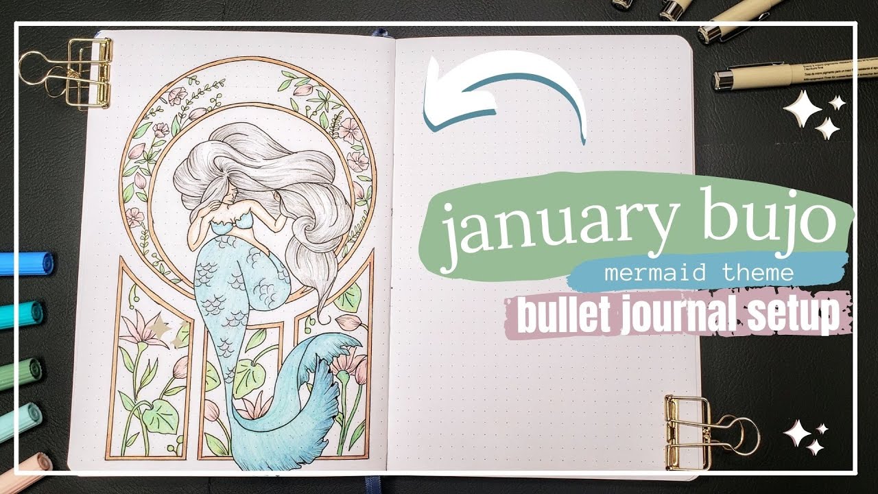 January 2022 | Mermaid Bullet Journal Setup - YouTube