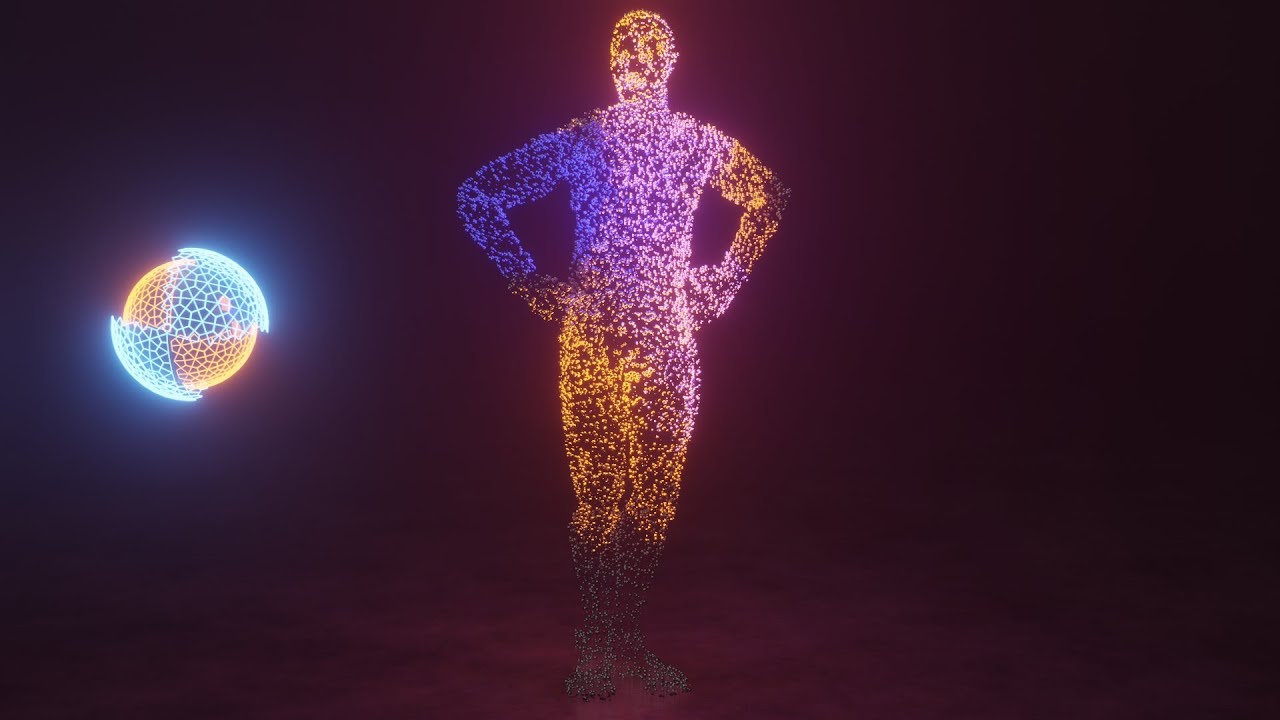 Sci-fi Style Animation Of Particle Man Dancing with A Mysterious Ball ...