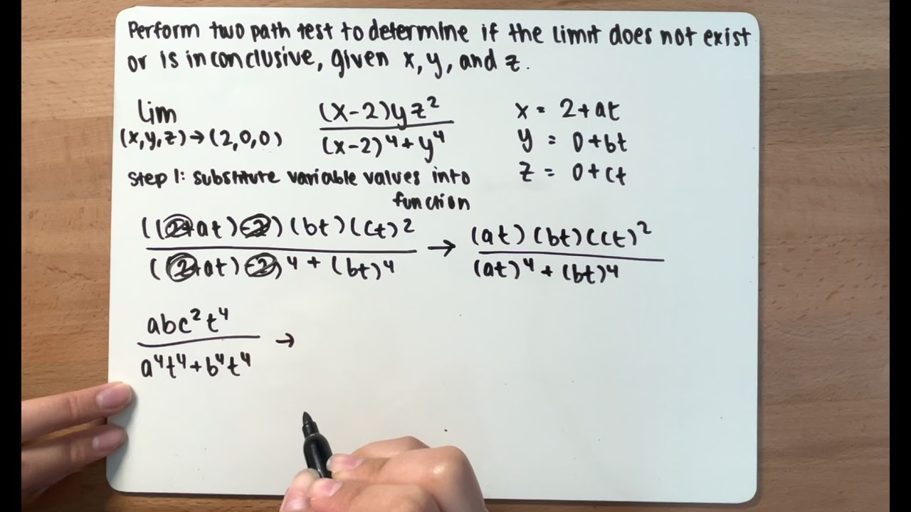 Calc 3 Ch.14 Two Path Test For Limits | Given x, y, z | Step by Step ...
