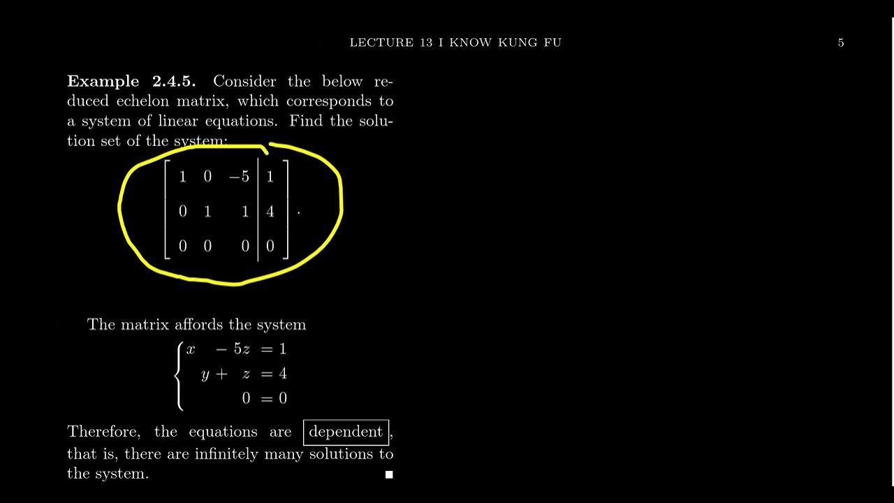 Solving Linear Systems in Echelon Form - YouTube