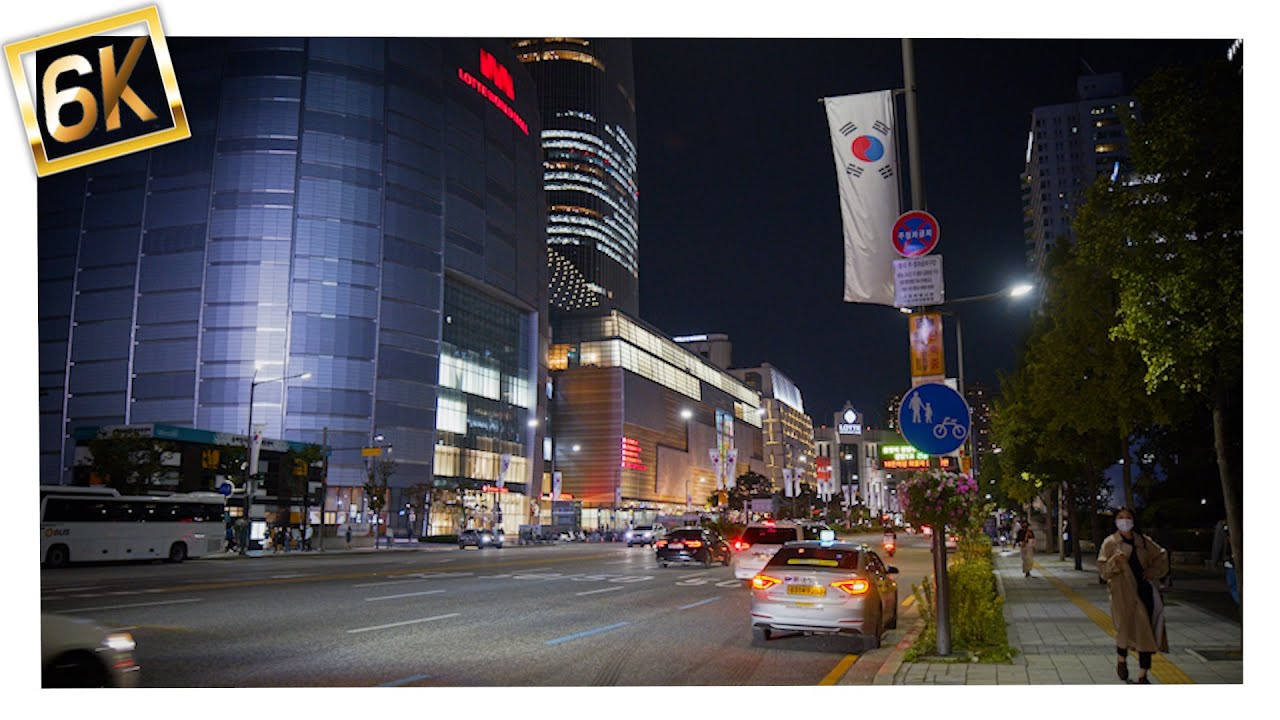 [6K] Night walking, City sound in World Peace Gate Lotte World 2 ...