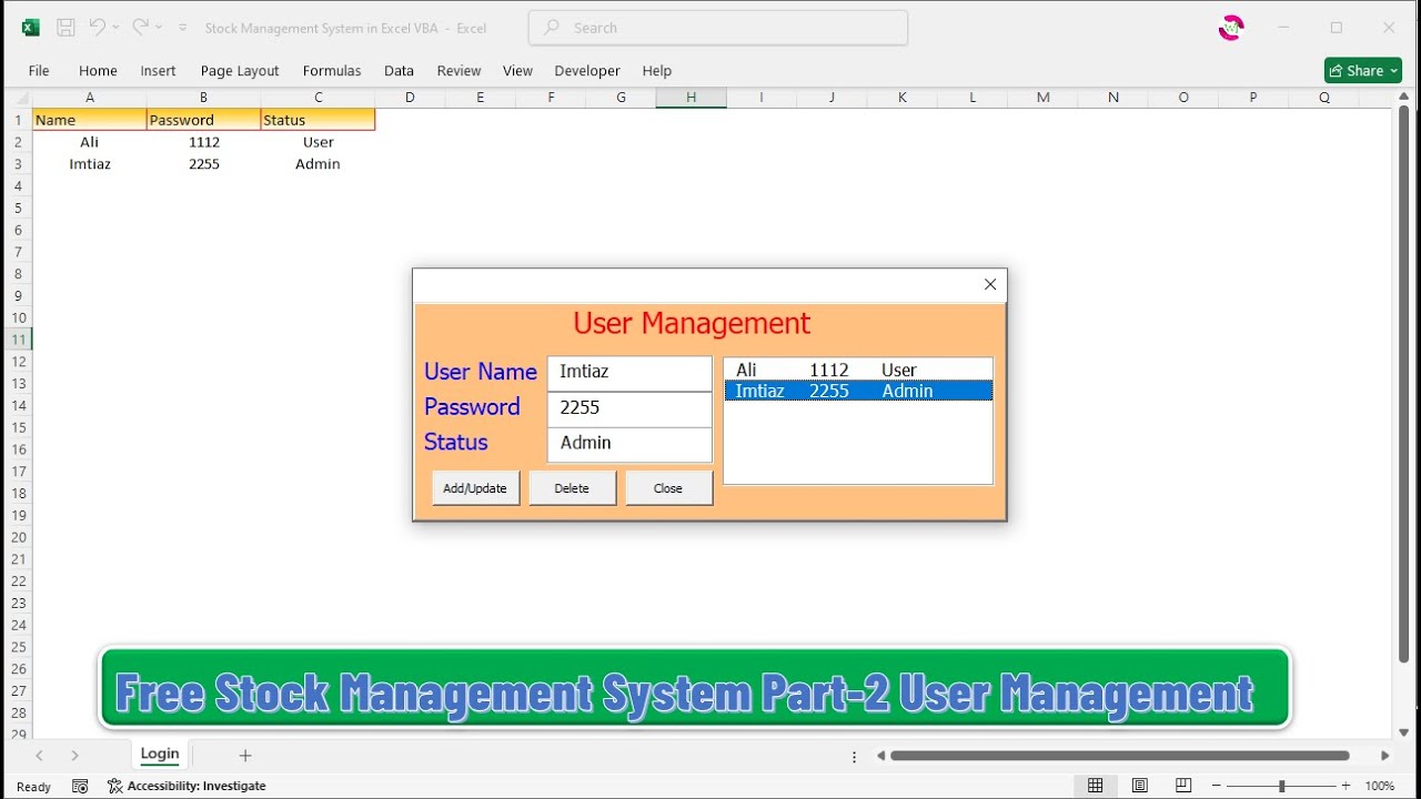 Free Stock Management System Part-2 User Management - YouTube