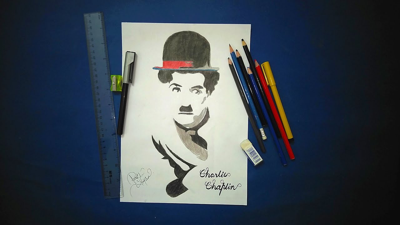 How to draw Charlie Chaplin, Pencil Sketch Art - YouTube