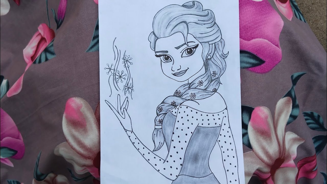 How to draw Disney Princess Elsa by grid method-step by step//Disney ...