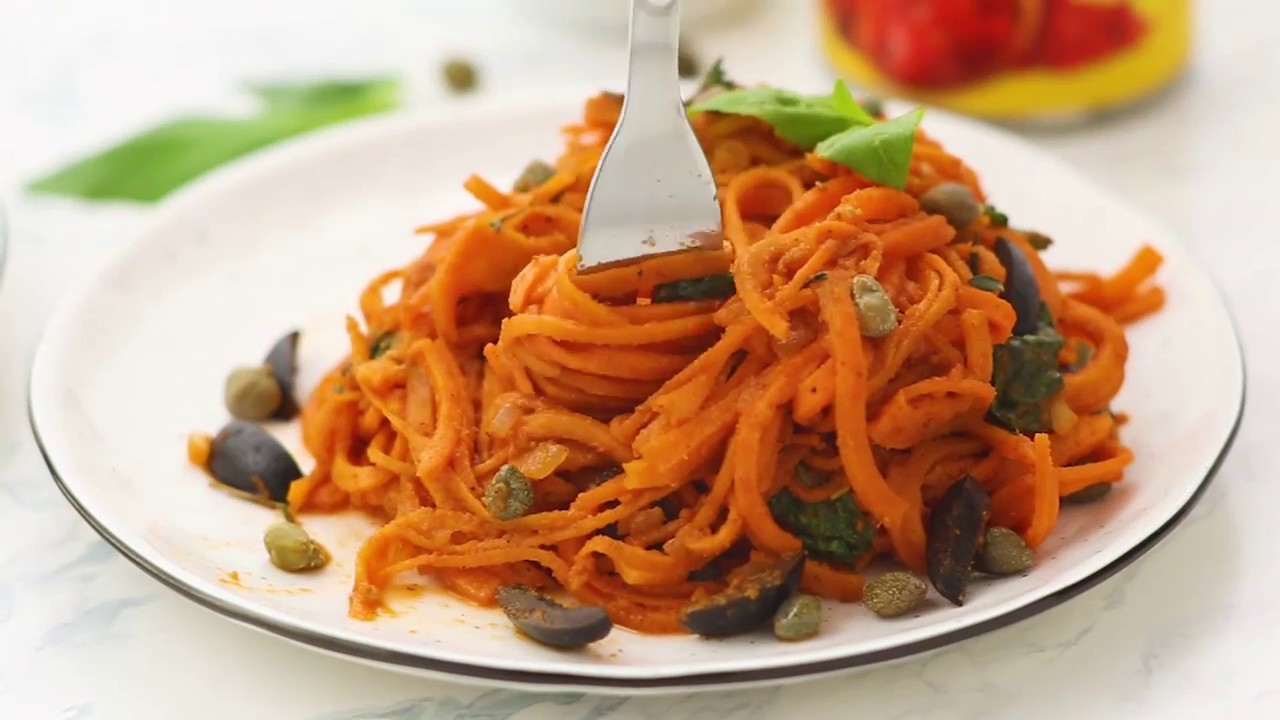 Snappy Italian Sweet Potato Spaghetti {Paleo, Vegan} - YouTube