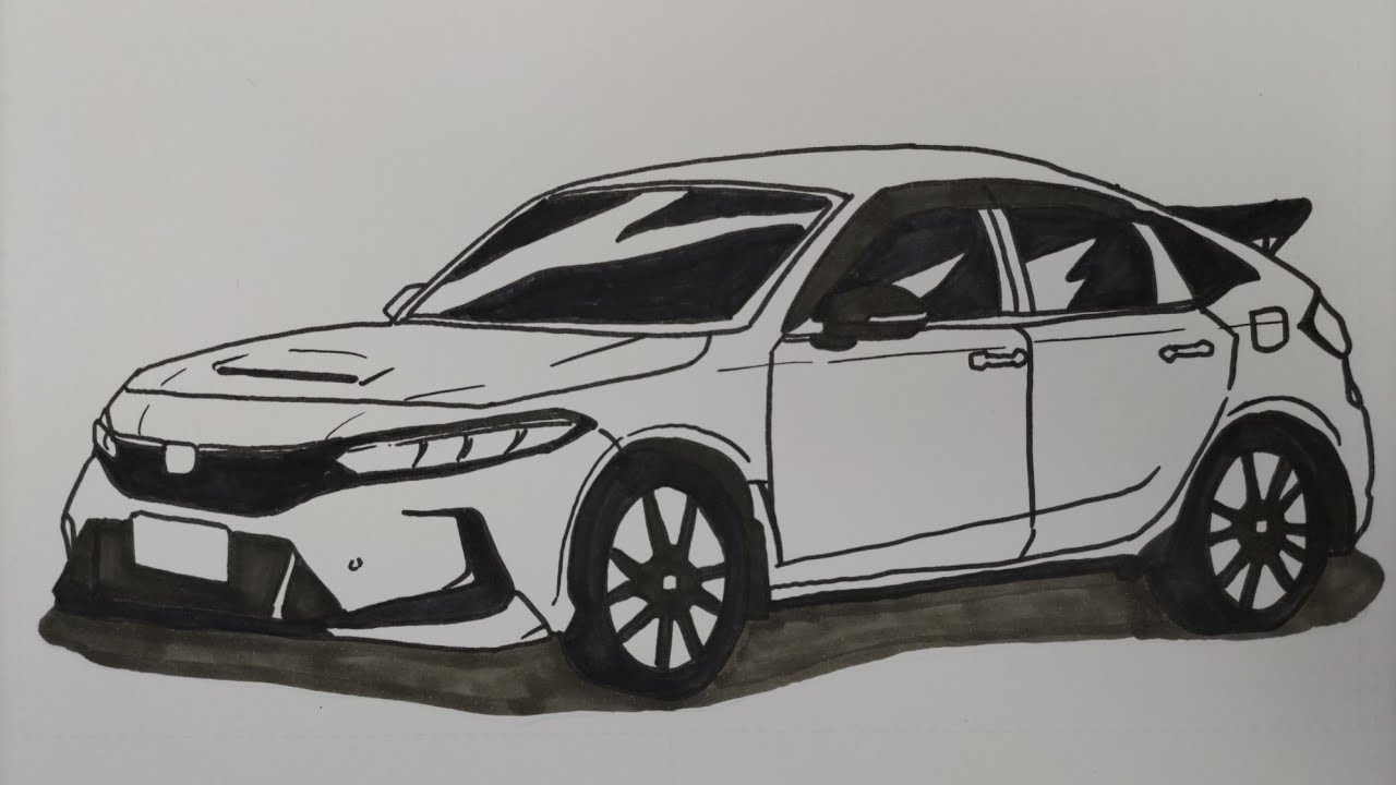 How to draw 『HONDA CIVIC TYPE R』 - YouTube