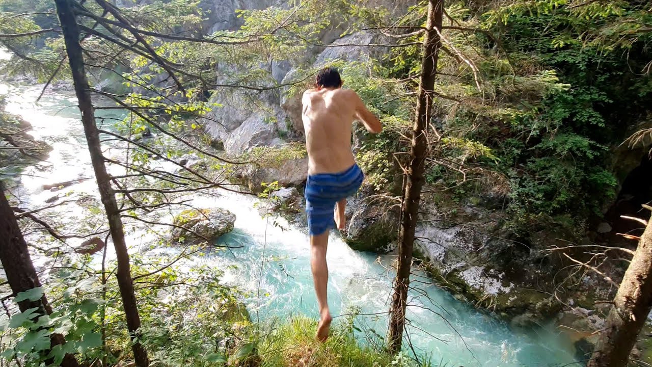 Cliff diving into a hidden river // Alps, Tarvisio - YouTube