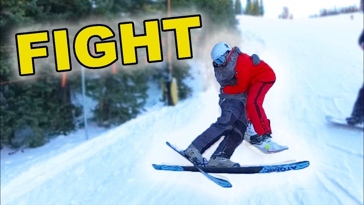 Snowboarder Fights Skier - YouTube