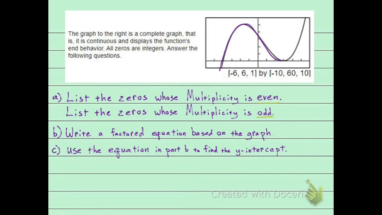 130 2.3.67 part a - Zeros and Multiplicity from a Graph - YouTube