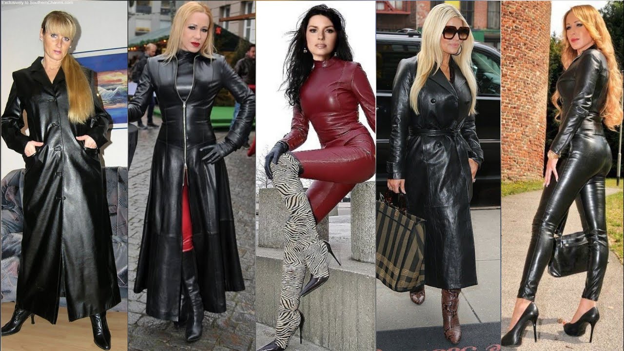 American street style fashion of German latex & leather full long ...