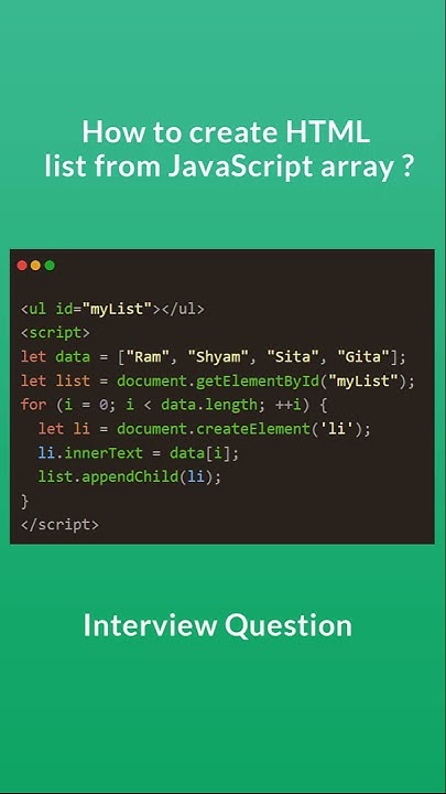 How To Create Html List From Javascript Array Coding Javascript Shorts Youtubeshorts Youtube