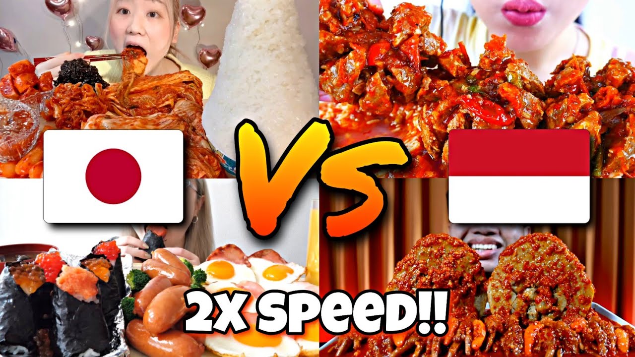 2x speed!!🔥ASMR indonesian Vs Japanese Mukbangers Going Crazy For Foods ...