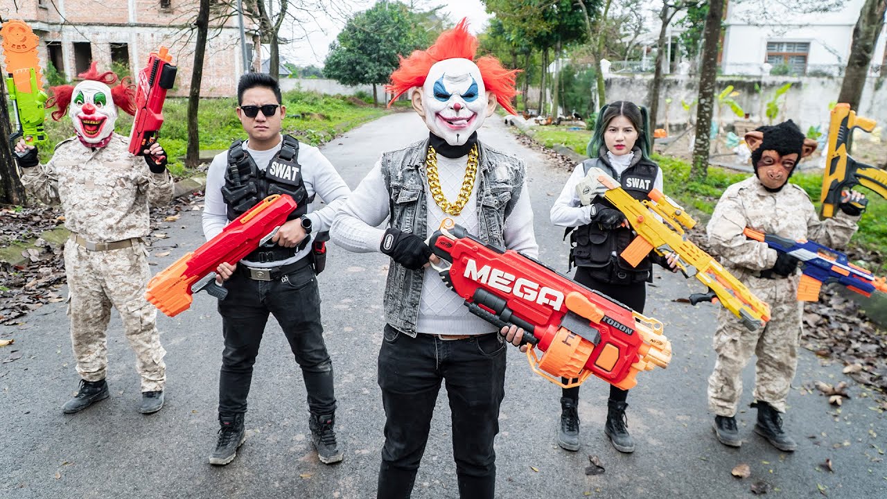 LTT Films : Army Of Assassins Silver Flash Nerf Guns Fight Mr Tiger ...