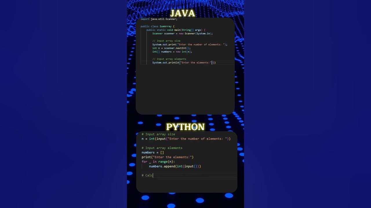 Java vs Python: Sum of Array 💻🔥 #shorts - YouTube