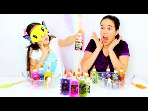 DESAFIO DO SLIME COM 3 CORES DE COLA GLITTER!!! ★ Comemorando 4 milhões de amigos no Canal da Lelê