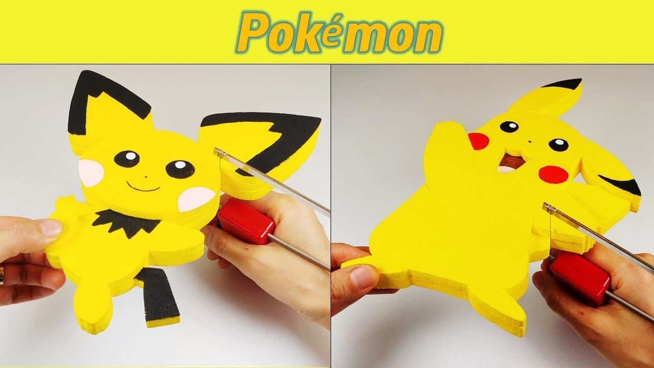 Pokemon Pikachu/Pichu drawing and painting /ピチュ/ピカチュウ -Foam Art- - YouTube