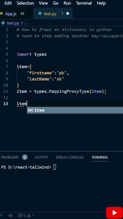 Python Tips: Freezing Dictionaries with MappingProxyType #shorts - YouTube