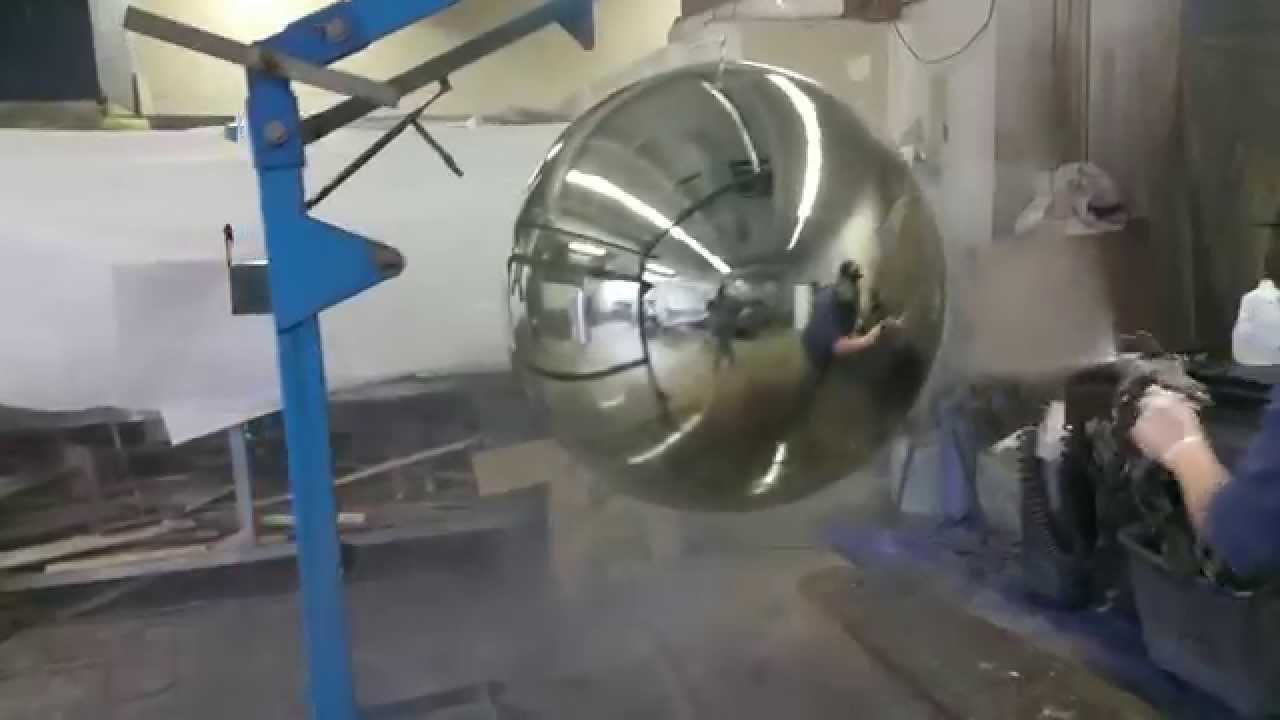 Spray chroming giant sphere - YouTube