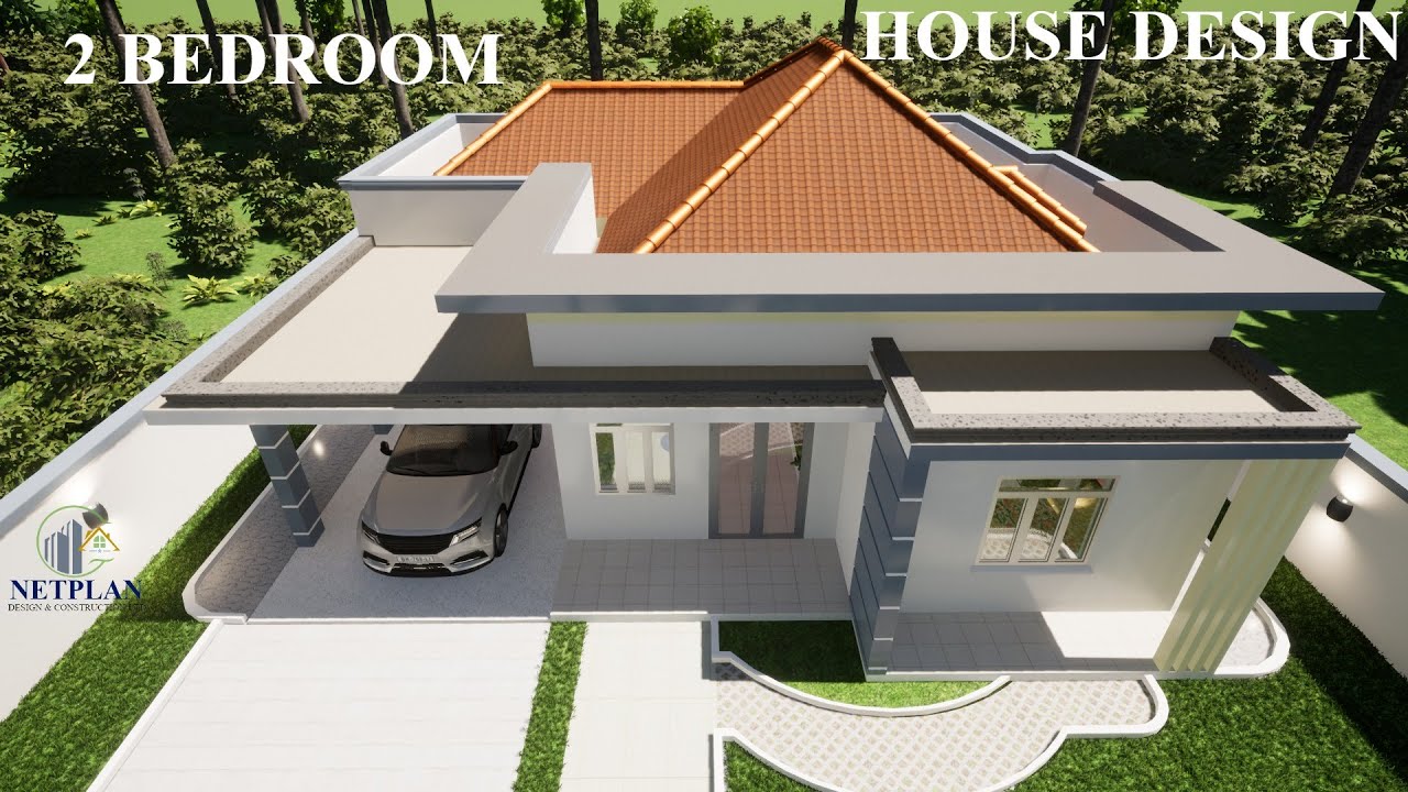 House Design | Simple House | 12m x 12m | 2 Bedroom Flat Roofed House ...